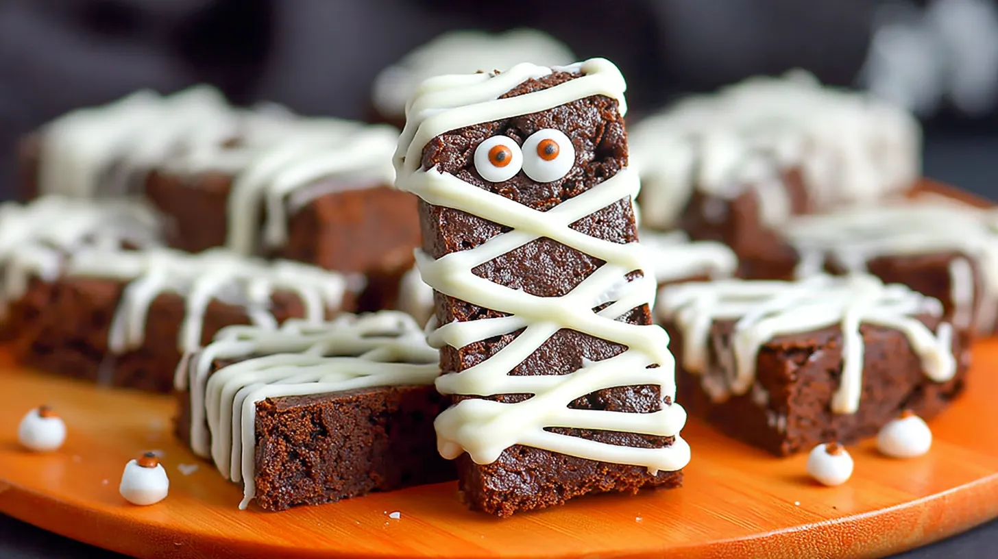 Easy Mummy Brownies with White Chocolate Wraps